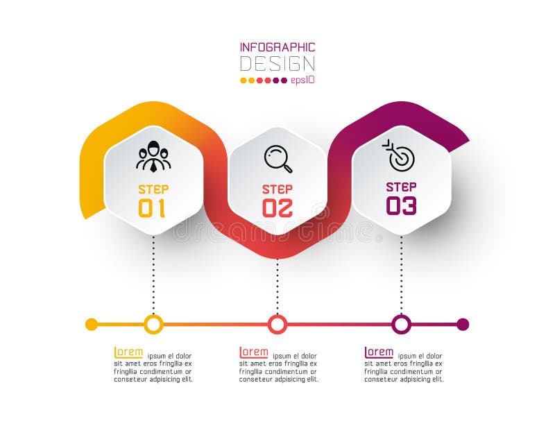Hexagon Label with Color Line Linked Infographic Stock Vector ...