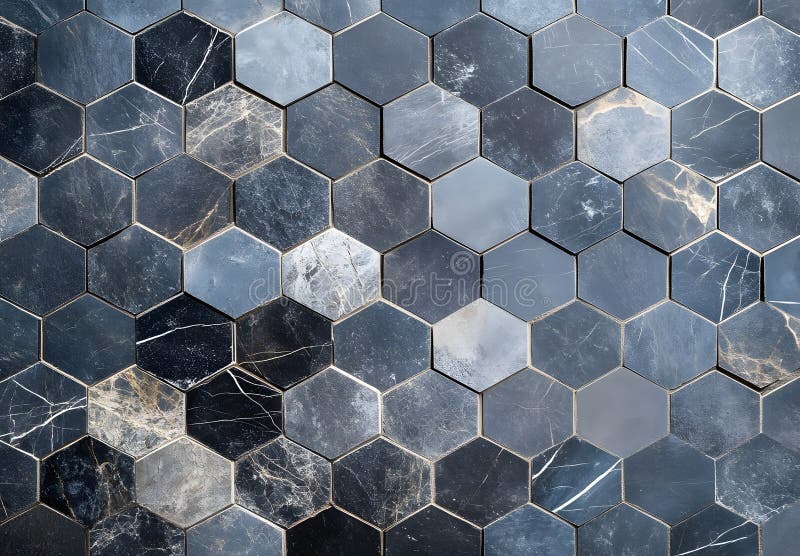 Hexagon Marble Tiles, Grey Stone Pattern Stock Illustration ...
