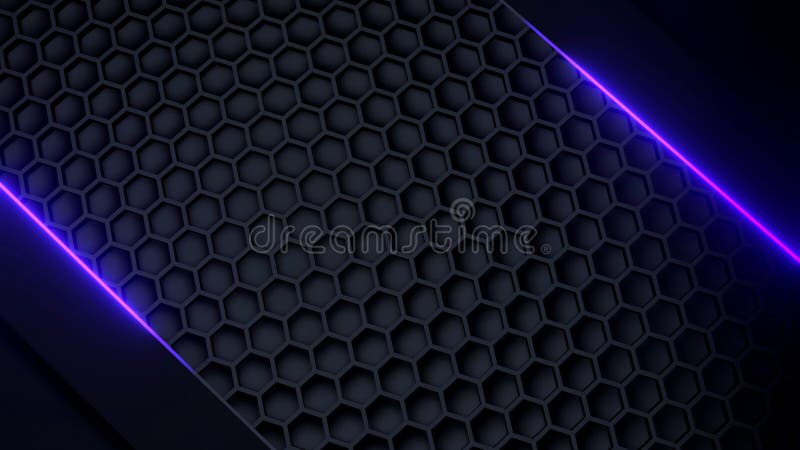 Hexagon Mesh with Pink Neon Line Geometric Abstract Design in 3D with ...