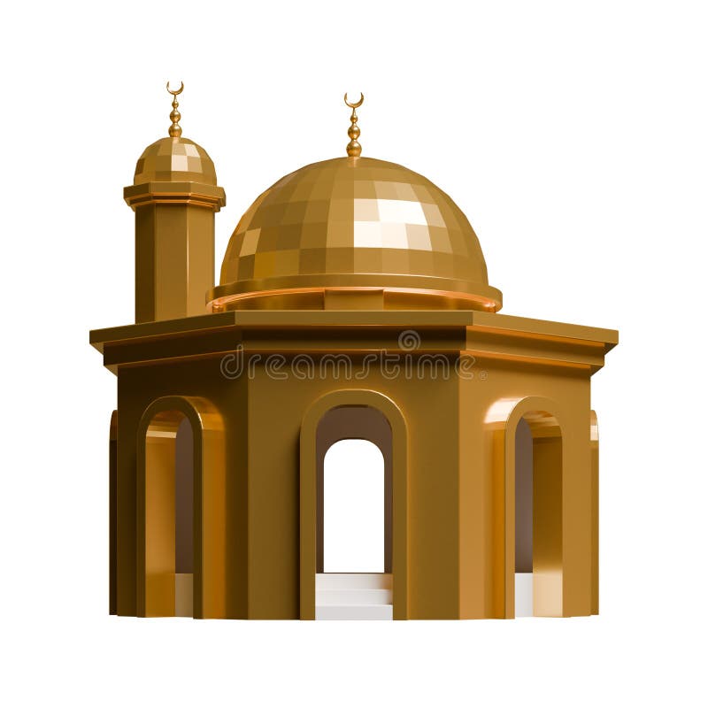 Hexagon Mosque 3D Render Design Element Front View Stock Illustration ...