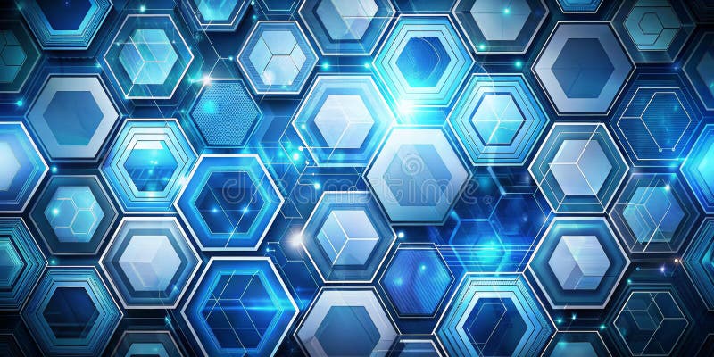 Hexagon Network Blue Tech Composition Stock Illustration - Illustration ...
