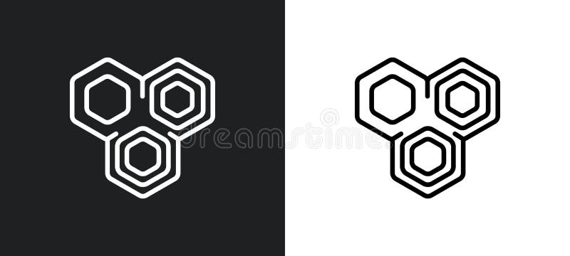 Hexagon Outline Icon in White and Black Colors. Hexagon Flat Vector ...