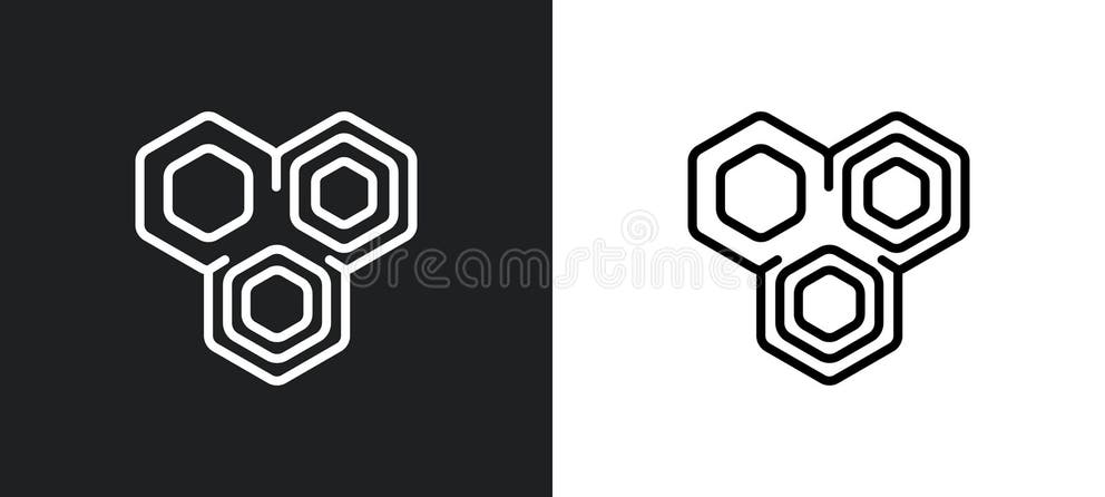 Hexagon Outline Icon in White and Black Colors. Hexagon Flat Vector ...