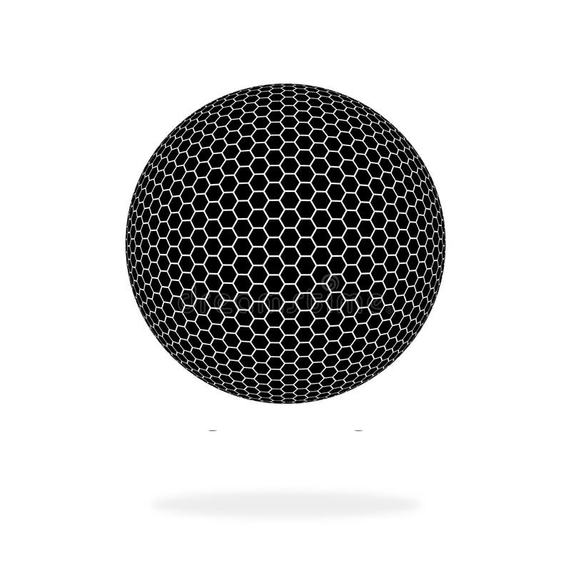 Hexagon Pattern Black and White on 3d Ball Stock Illustration ...