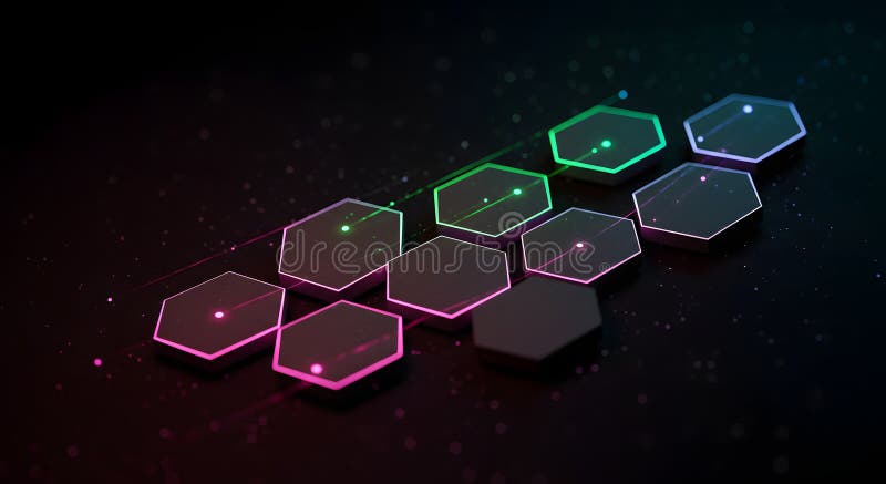Hexagon Pattern with Glowing Lines and Futuristic Data Connectivity ...