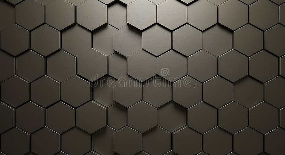 Hexagon Pattern Wall Background with 3d Geometric Shapes in Dark Brown Color Stock Illustration ...