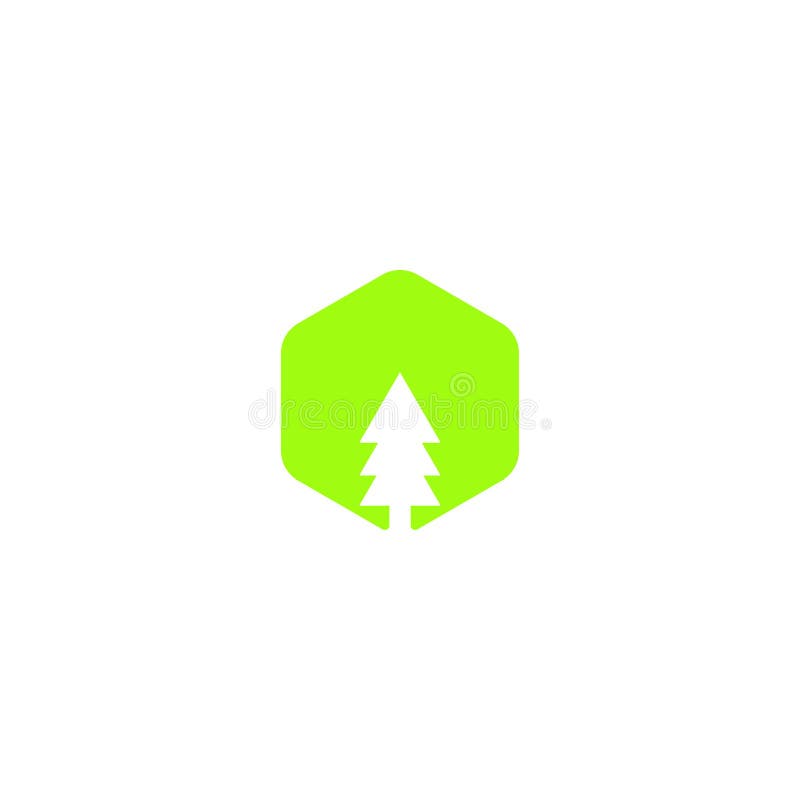 Hexagon and Pine Tree Modern Logo Design Stock Vector - Illustration of ...