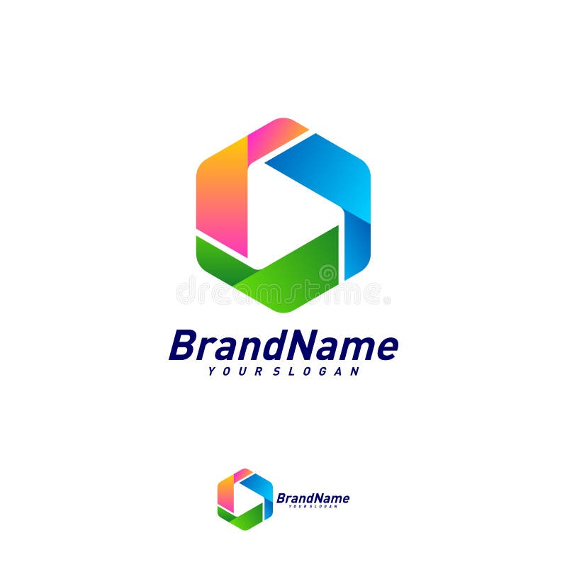 Hexagon Play Logo Design Template Vector. Creative Play Logo Concepts ...