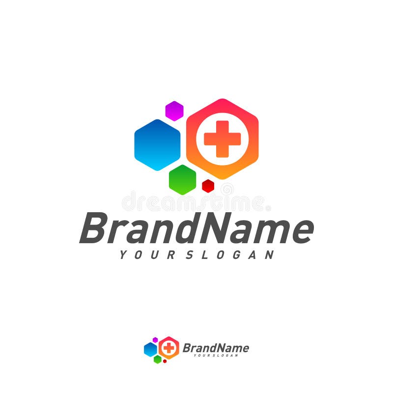 Hexagon Plus Logo Design Template Vector. Creative Health Logo Concepts ...