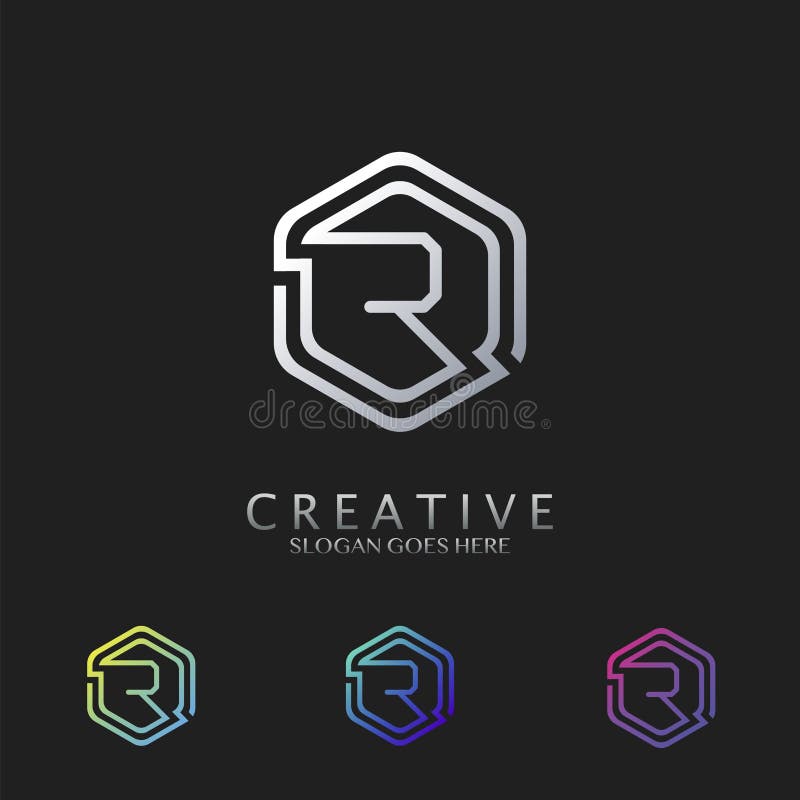 Hexagon R Letter Logo Vector Design for Technology Business Stock ...