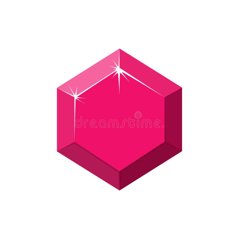 Hexagon Red Gemstone. Ruby Side View. Vector Illustration Stock Vector ...