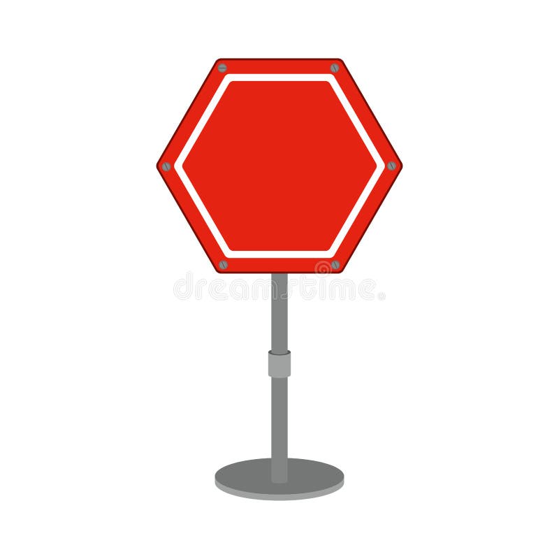 Hexagon of Road Sign Red Icon Flat Stock Vector - Illustration of ...