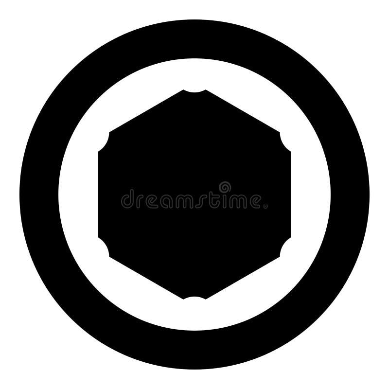 Hexagon with Rounded Corners Icon in Circle Round Black Color Vector ...