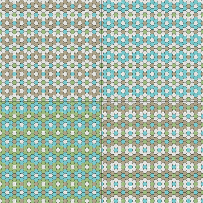 Hexagon Seamless Flower Tile Patterns Blue Tan Green Stock Vector ...