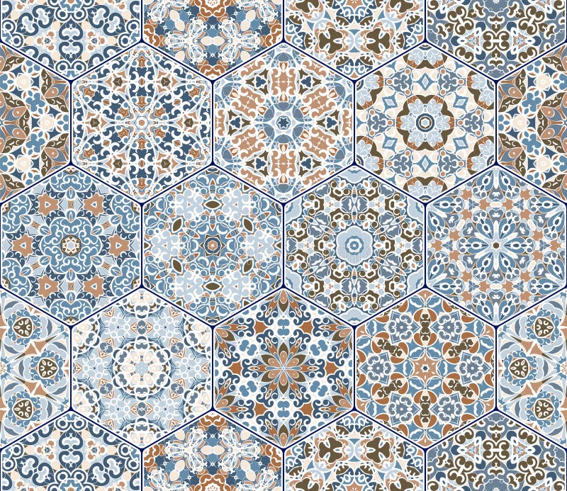 Hexagon set template stock vector. Illustration of arabesque - 98587682