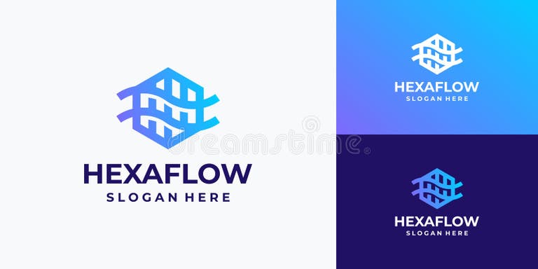 Hexagon Shape Air Wave Circulation Vector Logo Design with Modern ...