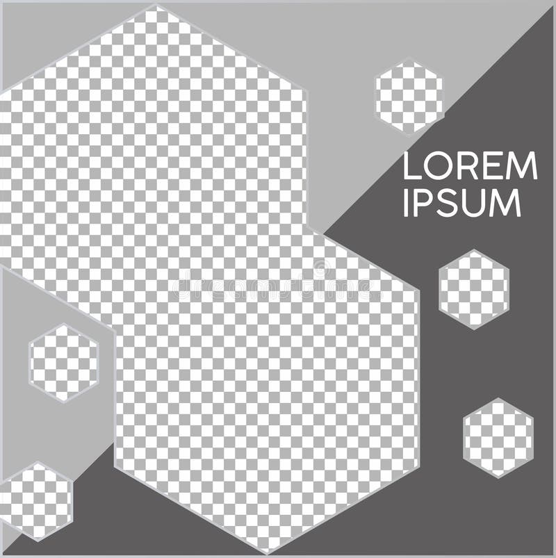 Hexagon Shape Background Template with Gray Color Stock Illustration ...