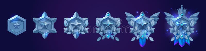 Badge with Diamond Evolution for Game Level Rank Stock Illustration ...