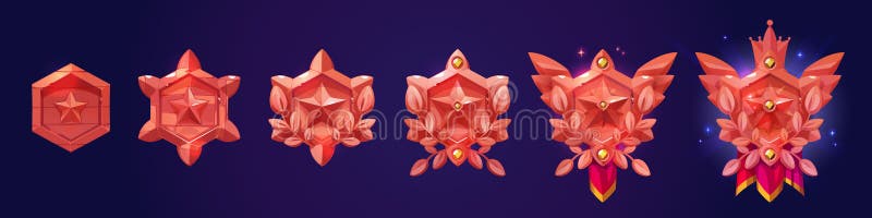 Badge with Diamond Evolution for Game Level Rank Stock Illustration ...