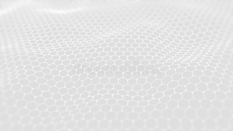 Hexagon Shape Digital Particles Wave, Dots, and Lines Connected Wavy ...