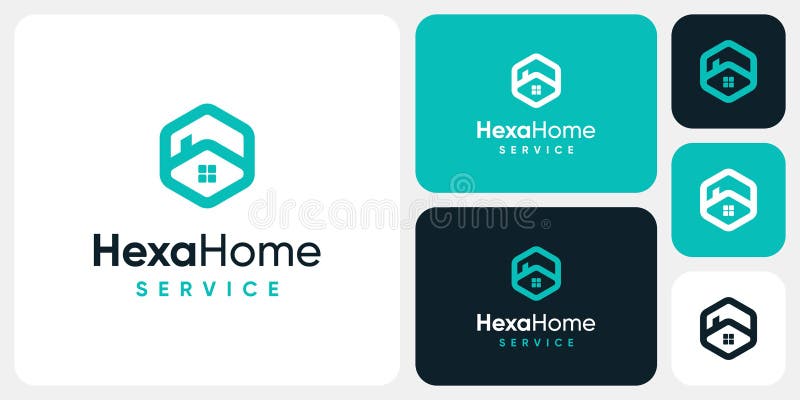 Hexagon Shape Geometric House Vector Logo Design with Modern, Simple ...