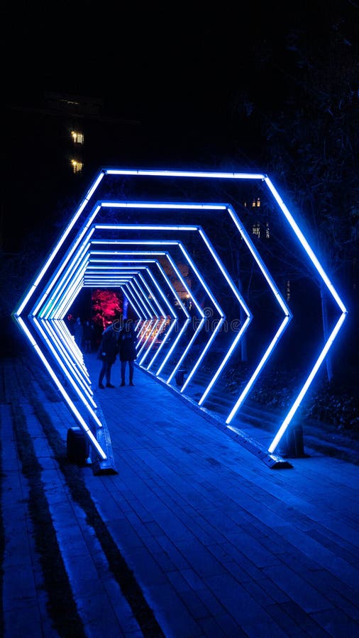 Hexagon Shaped Light Tunnel Stock Photo - Image of textured, vibrant ...