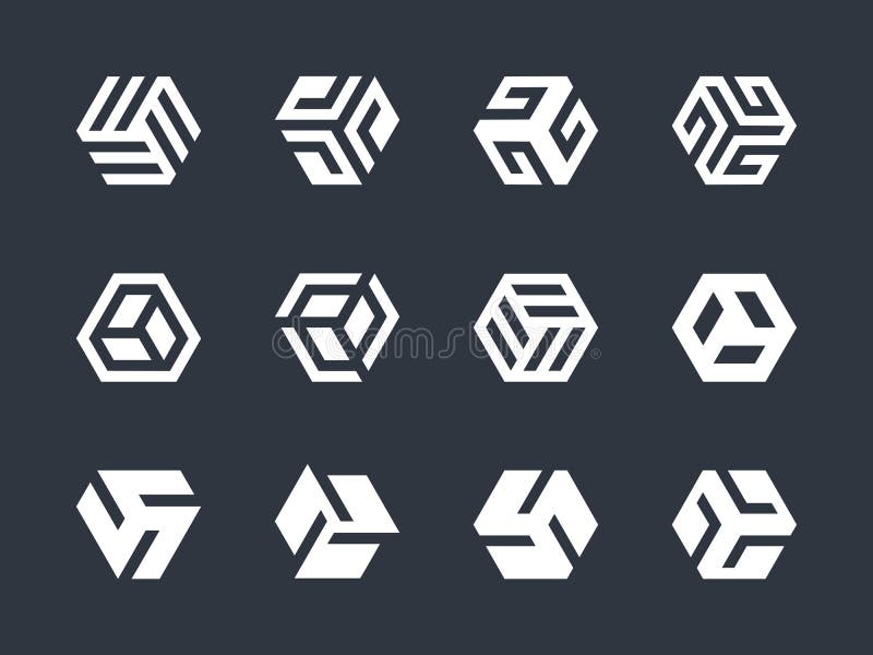 Hexagon Shaped Logo Design Elements Stock Vector - Illustration of ...