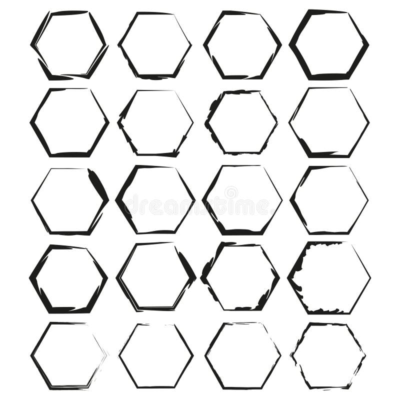 Hexagon Shapes Set. Black and White. Abstract Geometric Frames. Vector ...