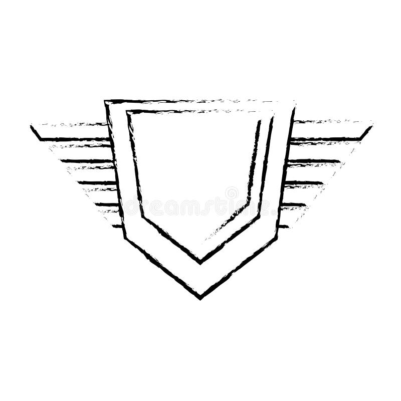 Hexagon Shield Protection Badge Winged Sketch Stock Illustration ...
