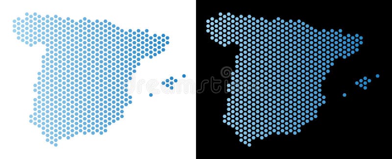 Spain Map Hex-Tile Mosaic stock vector. Illustration of composition ...