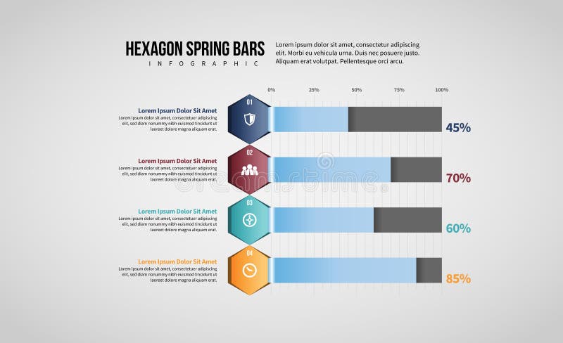 Hexagon Spring Bars Infographic Stock Vector - Illustration of ...