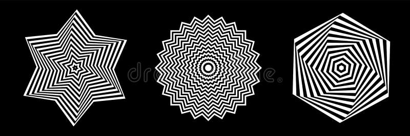 Hexagon, Star and Circle Shapes on Black Background Stock Vector ...