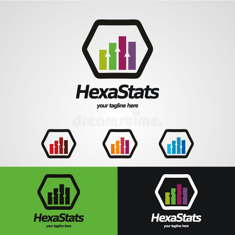 Hexagon Stats Logo Designs Template Stock Vector - Illustration of rate ...
