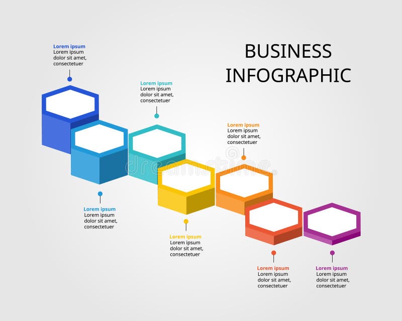 Hexagon Step Level Template for Infographic for Presentation for 7 ...