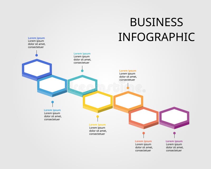 Hexagon Step Template for Infographic for Presentation for 7 Element ...