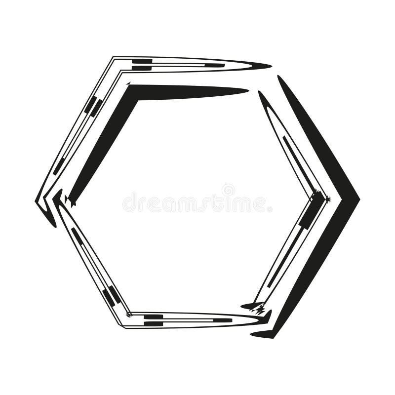 Hexagon Stripe Outline. Geometric Ring Vector. Black White Symmetry ...
