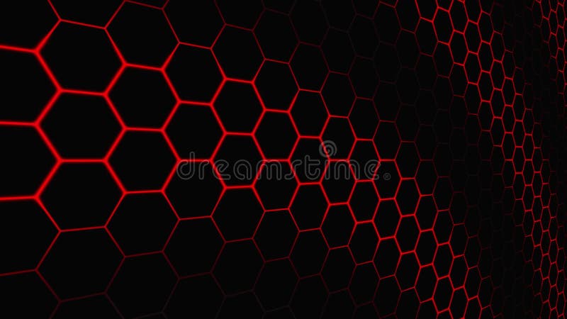 Hexagonal Red Light Neon Grid Stock Video - Video of honeycomb, wave ...