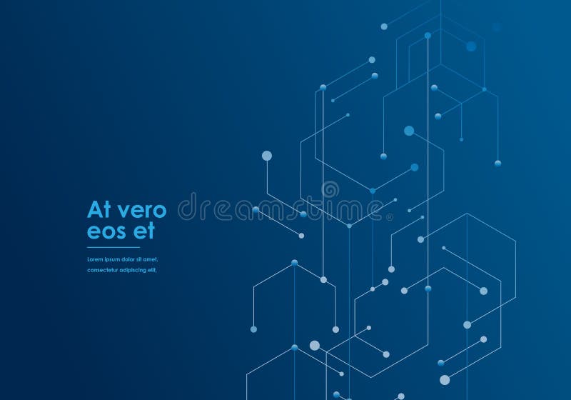 Hexagon Technology Connect in Modern Style on Blue Background. Internet ...