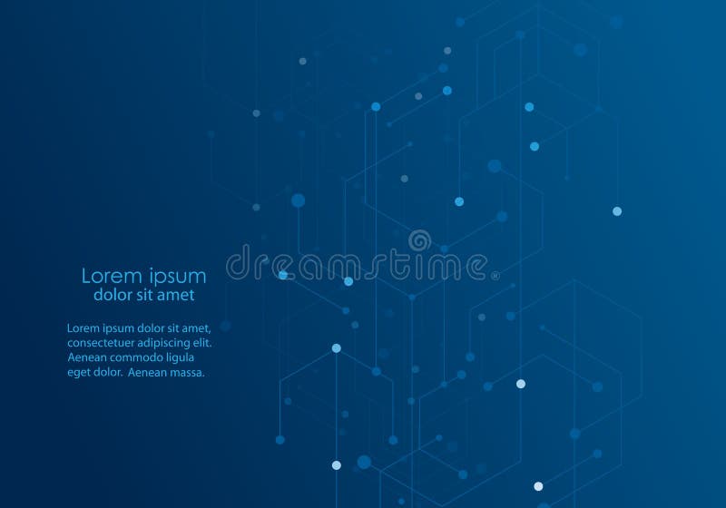 Hexagon Technology Connect in Modern Style on Blue Background. Internet ...