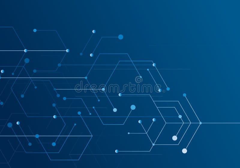 Hexagon Technology Connect in Modern Style on Blue Background. Internet ...