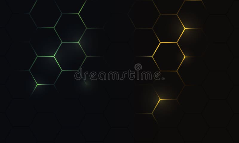Hexagon Technology Futuristic Dark Abstract Background with Green and ...