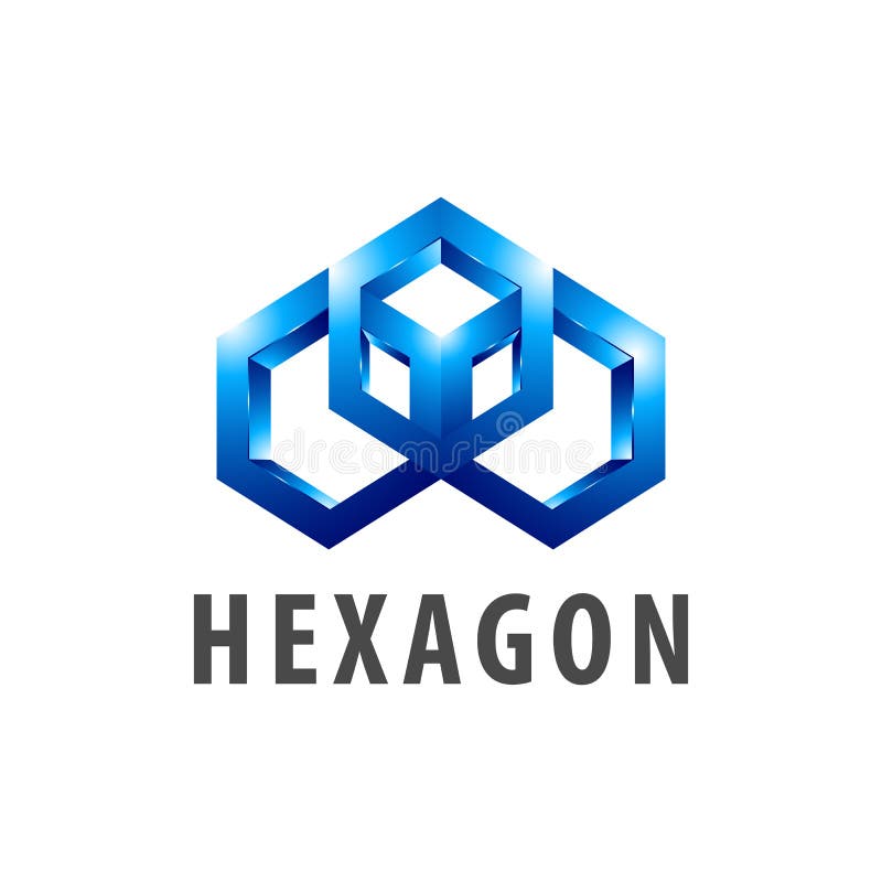 Hexagon Three Dimensional Style Logo Concept Design. Symbol Graphic ...