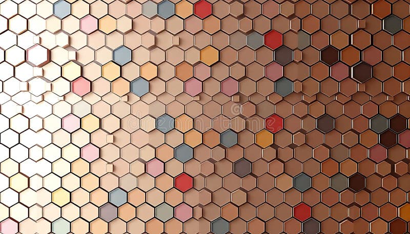 Hexagon Tile Texture, Warm Colors, and Geometric Surface Pattern, Stock ...