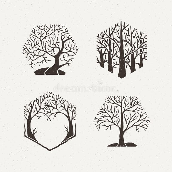 Hexagon Trees Set. Vector Illustration. Pattern Geometric Figure Stock ...