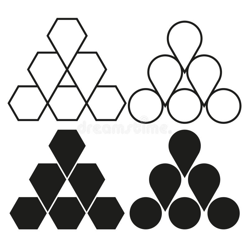 Hexagon Triangle Shapes. Black Geometric Icons. Abstract Structure ...