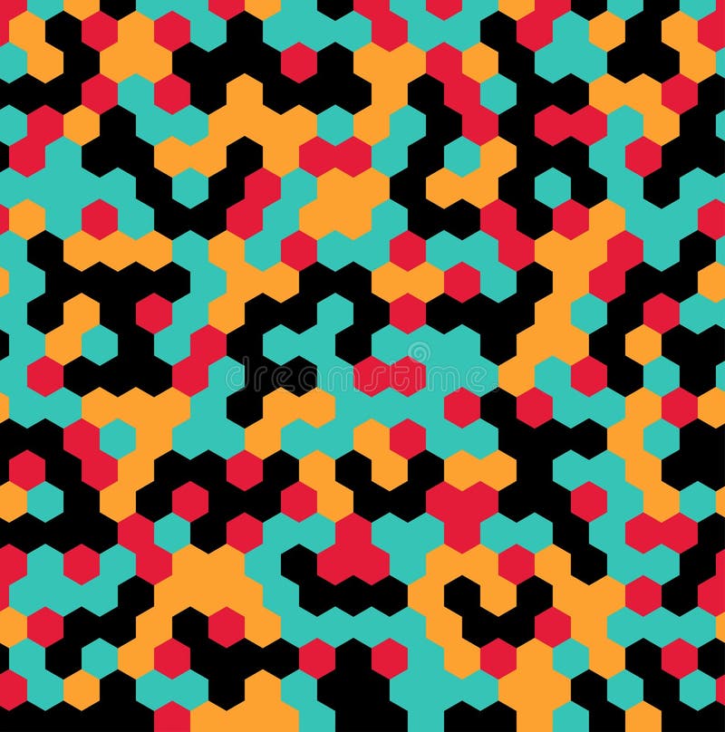 Hexagon Urban Fire Camouflage Seamless Patterns Stock Illustration ...