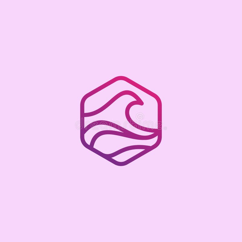 Hexagon Wave Logo Design. Beach Icon Vector Stock Vector - Illustration of brand, pattern: 346996724