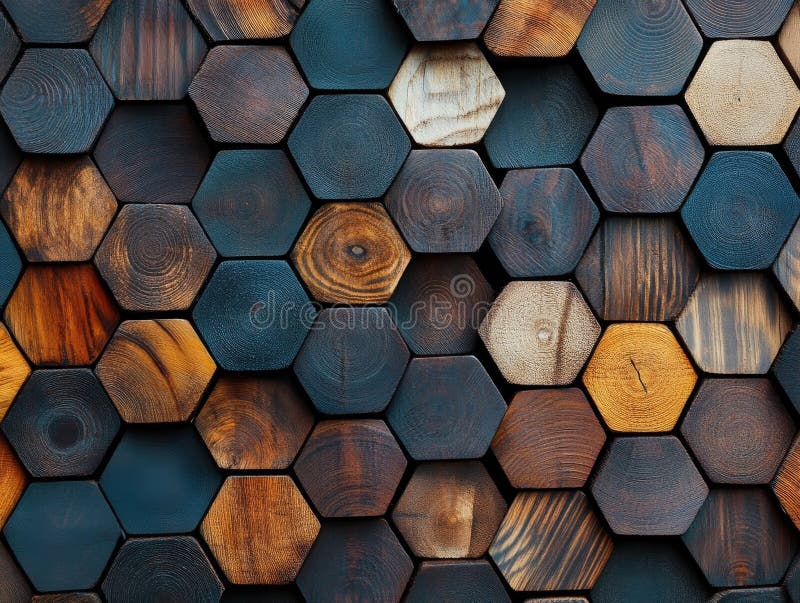 Hexagon Wood Wall Texture, Pattern, Design Stock Illustration ...