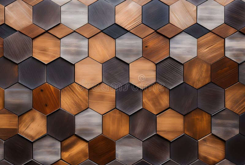 Hexagon Wooden Wall Paneling Texture Stock Illustration - Illustration ...