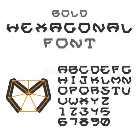 Hexagonal ABC. Geometric Font. Letters and Digits Stock Vector ...